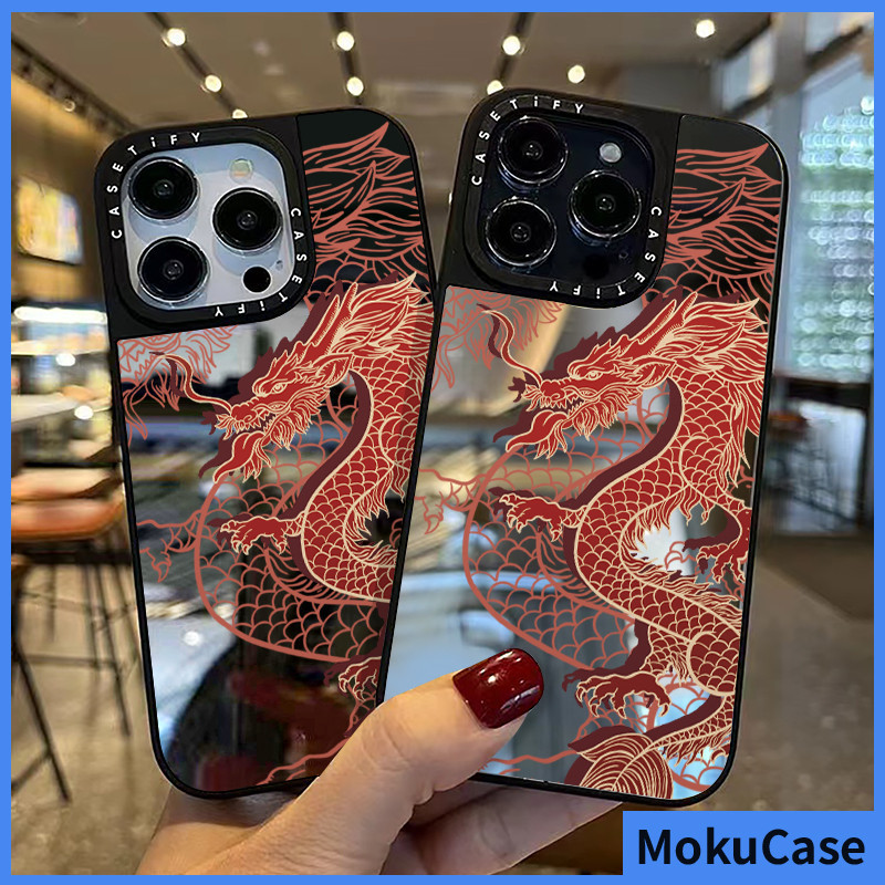 For iPhone 11/12/13/14/15/16 Pro Max Case shockproof for men red dragon ...