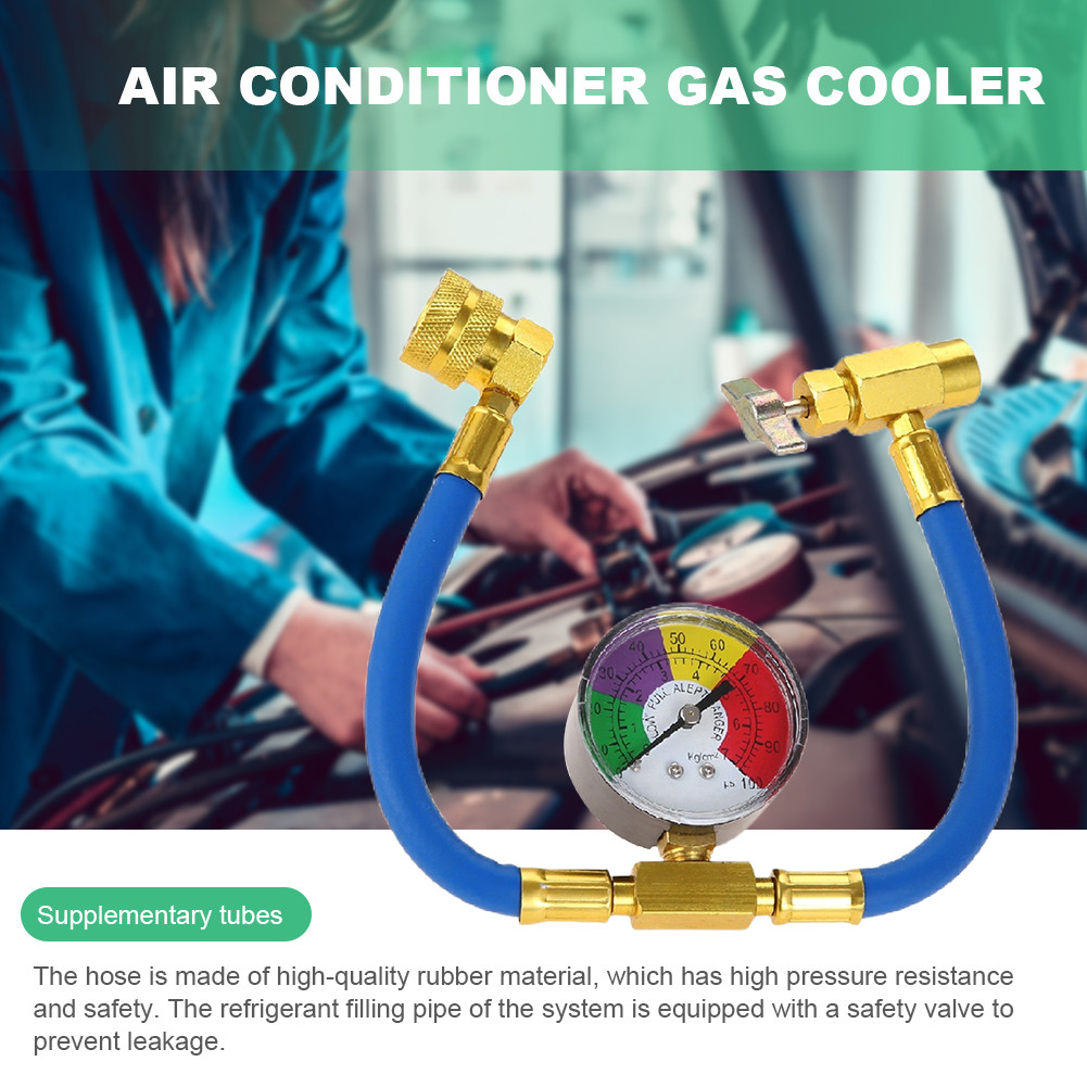 R134A Refrigerant AC Recharge Kit with Pressure Gauge & Charging Hose ...