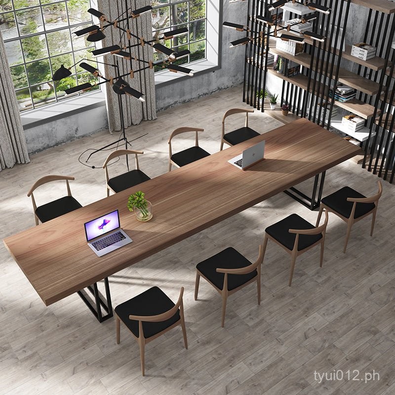 Solid Wood Conference Table Long Table Simple Living Room Rectangular ...