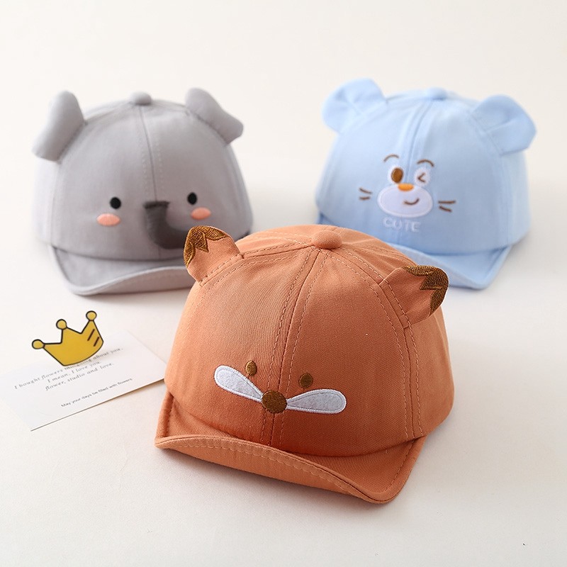 Babies lovely Hat Bear Cute Printing Solid Colour Soft Hat Brim ...
