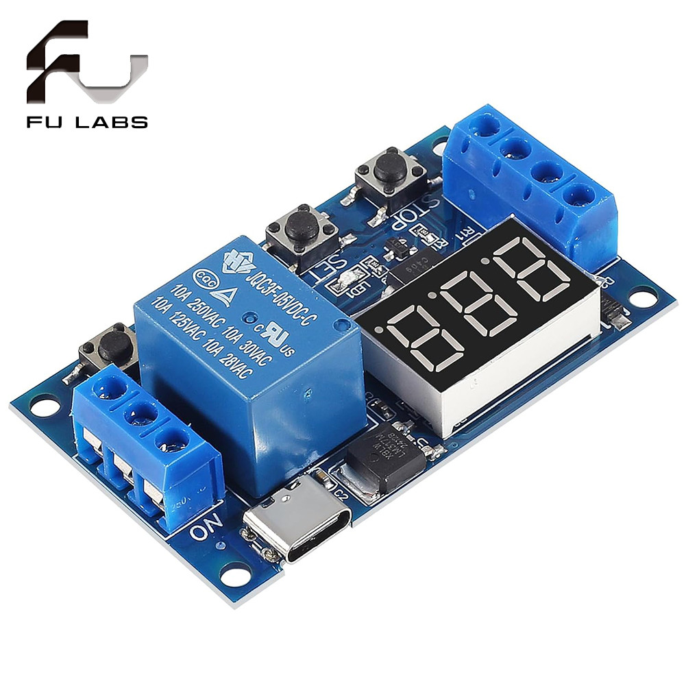DC 6-30V Support Micro USB 5V LED Display Automation Cycle Delay Timer Control Off Switch Delay ...