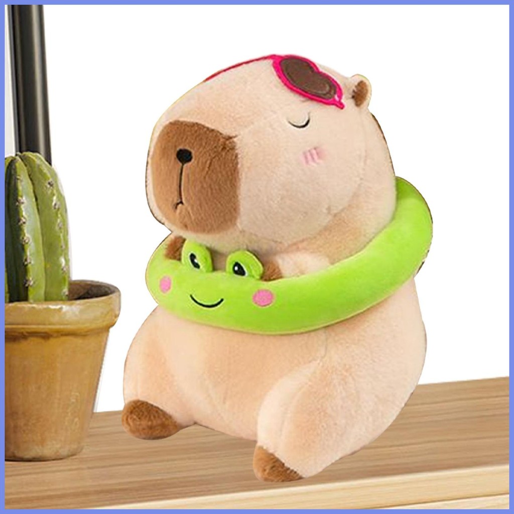 Capybara Plush Toy Cute Capybara with Frog Swimming Rings Cute Plush ...