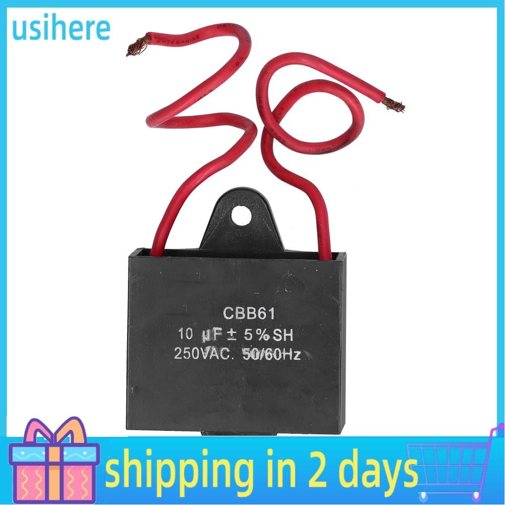 Capacitor 2Pcs 2 Wire Design 10UF 250VAC Fan Capacitors Explosion Proof ...