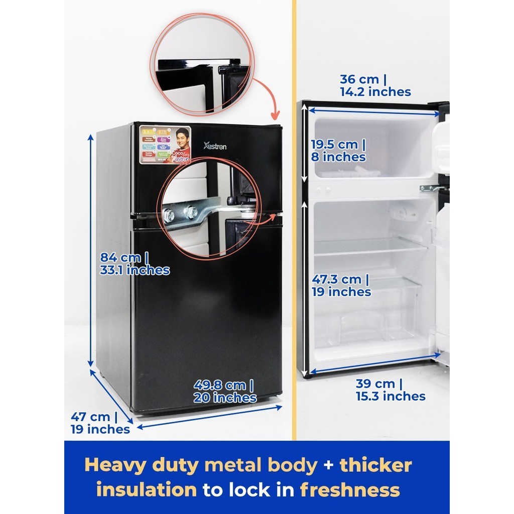 Astron RF235 Two Door Refrigerator - 3.5 cubic feet | Top Freezer ...