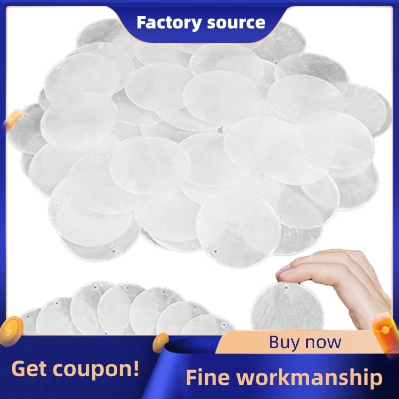 60 Pcs 2 Inch Round Capiz Shells with 2 Holes Round Natural Shell White ...