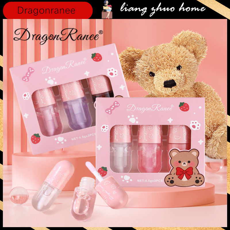 Dragon Ranee 3Pcs Moisturizing Lip Oil Set Crystal Jelly Shiny Pearl ...