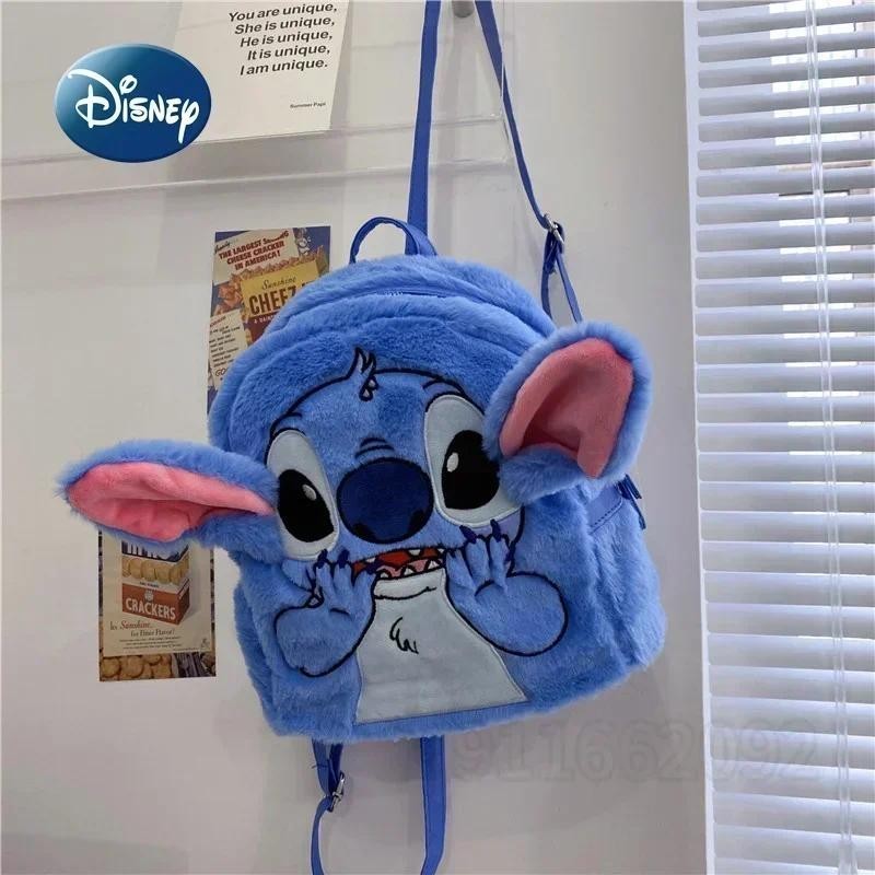 MINISO Disney Stitch New Plush Backpack Cartoon Fashion 3D Mini Women's ...