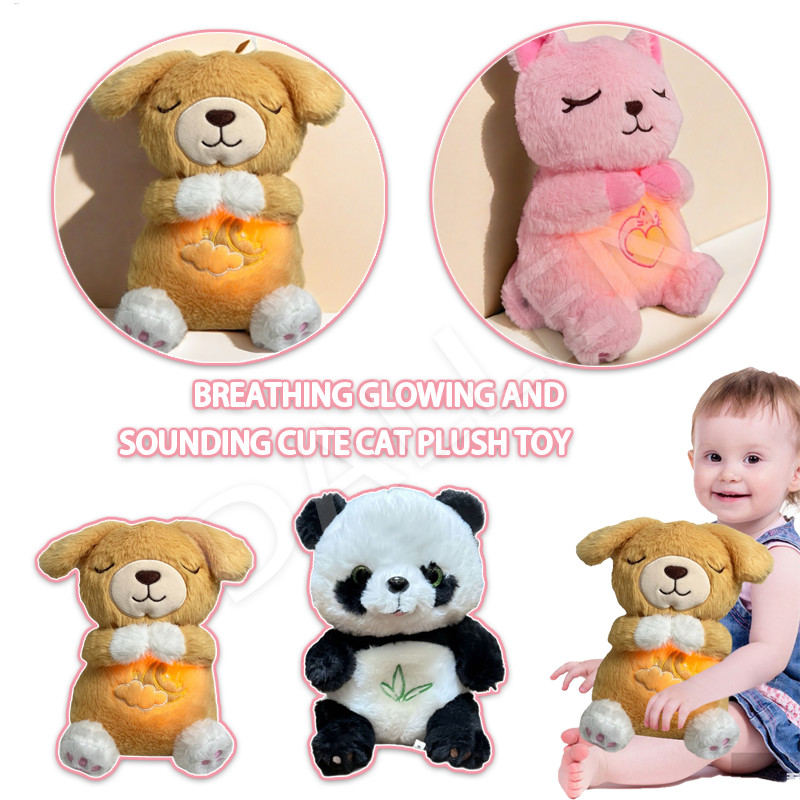 panda Breathing Glowing and Sounding Cute Mofusand Cat Plush Toy ...