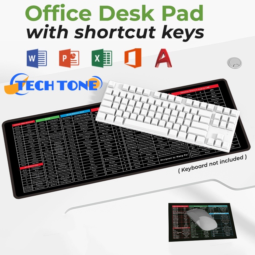 30 x 80cm Excel Windows Keyboard MousePad Shortcut Keys Mouse Pad for ...