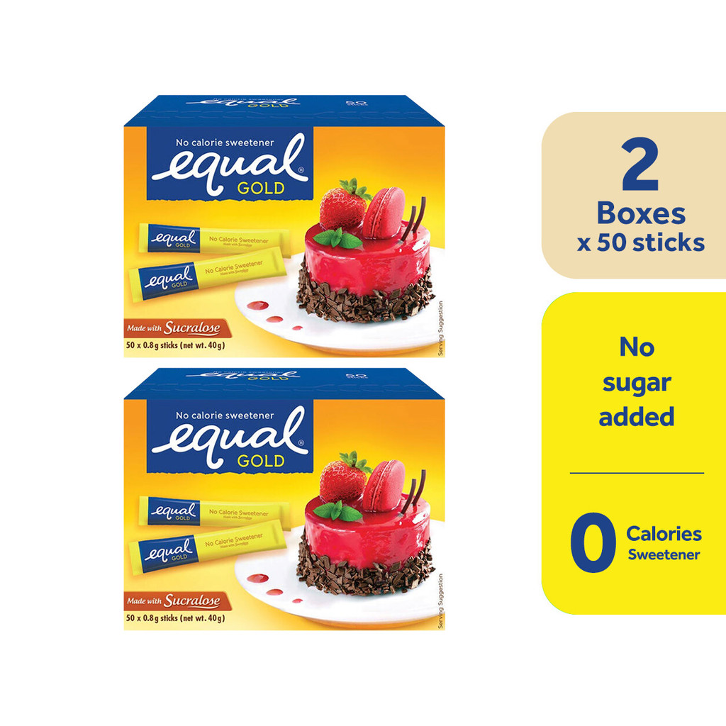 Equal Gold Zero Calorie Sweetener 50 Sticks - 2 Boxes (Keto Diet ...