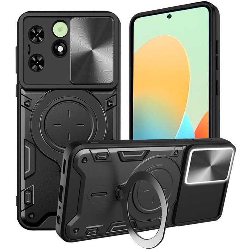 Shockproof Protector Heavy Hard Case with Metal Stand for Tecno Spark ...
