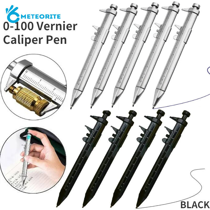 2 in 1 Student Measure Ruler Vernier Caliper Roller Ball Pen Portable ...