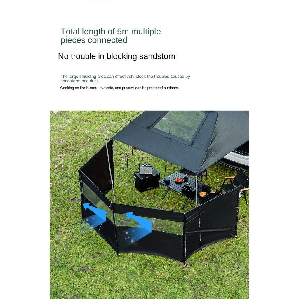 Mobi Garden Black Windscreen 500x120cm Wind Breaker Shield Camping ...