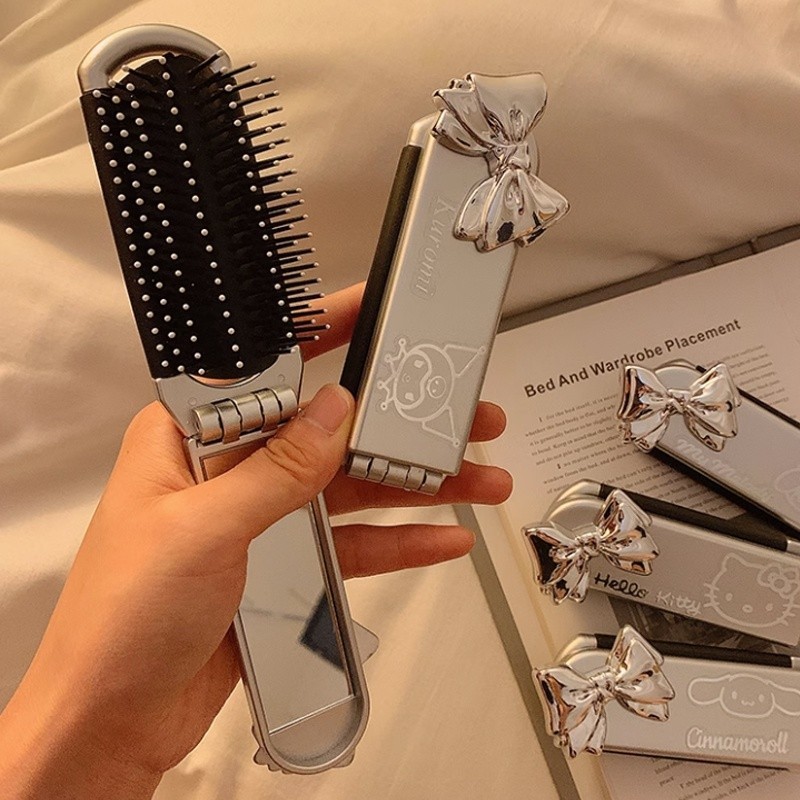 Kawaii Makeup Mirror Kuromi Melody Cinnamoroll Folding Airbag Comb ...