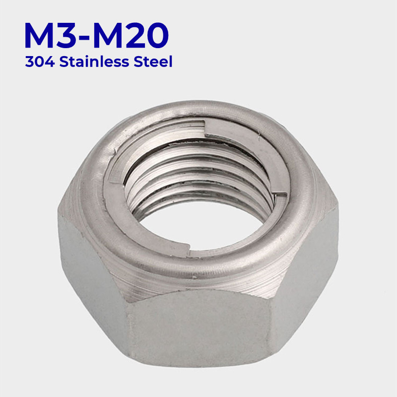 304 Stainless Steel Metal Insert Hexagon Lock Nuts M3 M4 M5 M6 M8 M10 ...