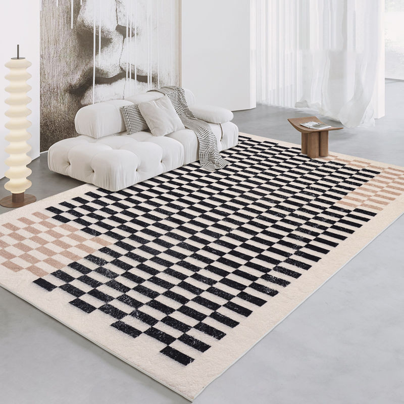 Roman Retro Style Sofa Carpet Checkerboard Simple Carpet Living Room ...