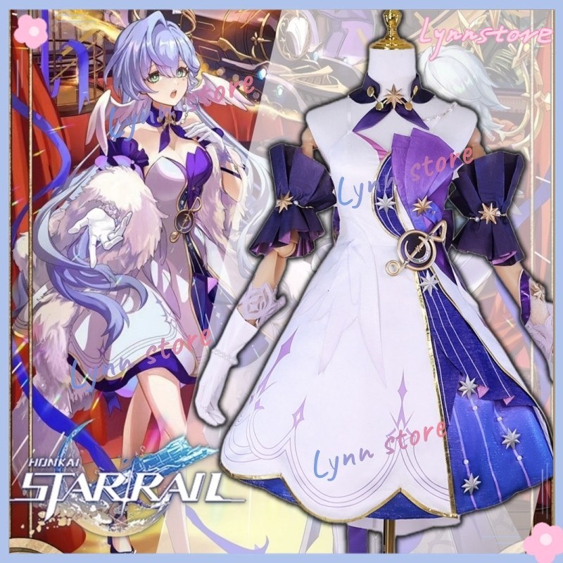 Honkai Star Rail Game Cosplay Costume ROBIN Dress+Wig+Headdress ...