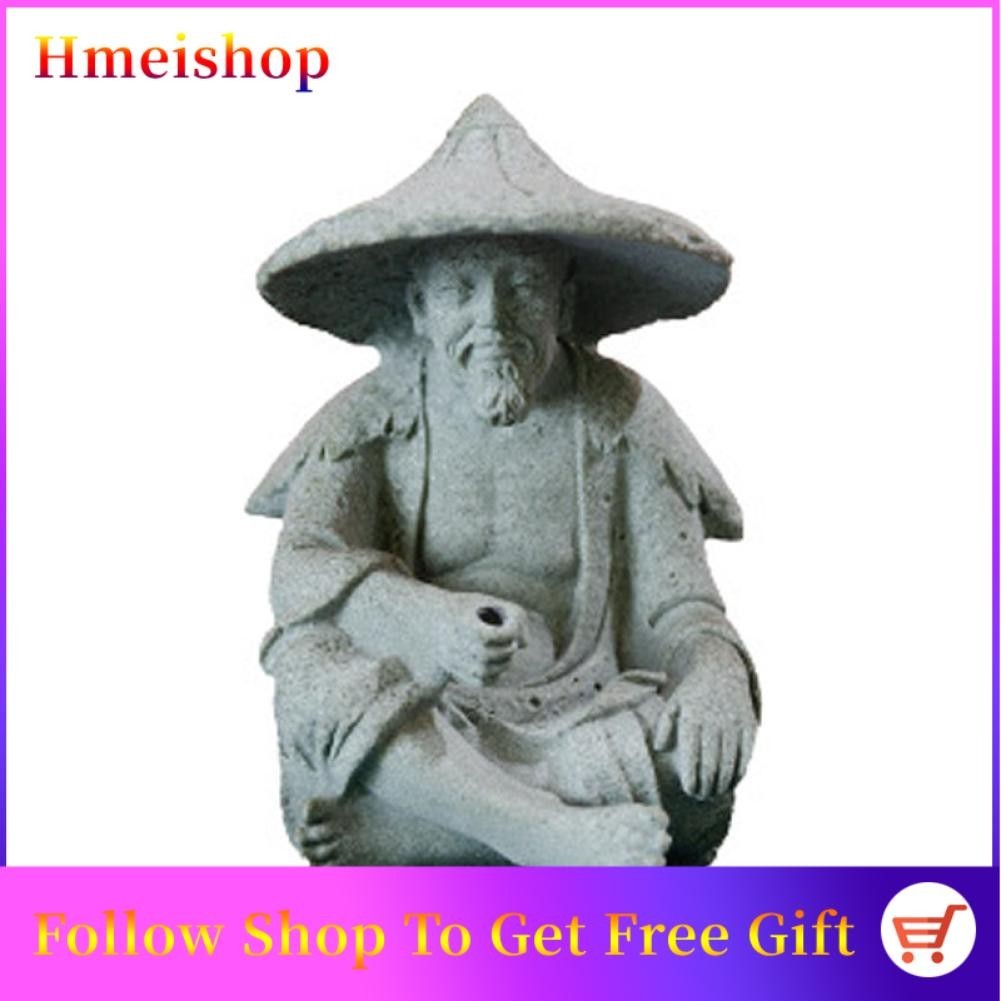Hmeishop Fishing Old Man Resin Figure Statue Sitting Garden Ornament ...