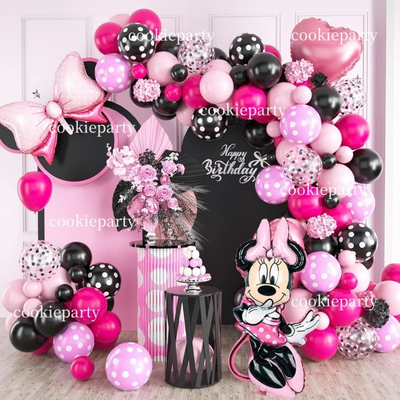 Disney Mickey Mouse Balloons Bow-knot Pink Heart Birthday Decoration ...