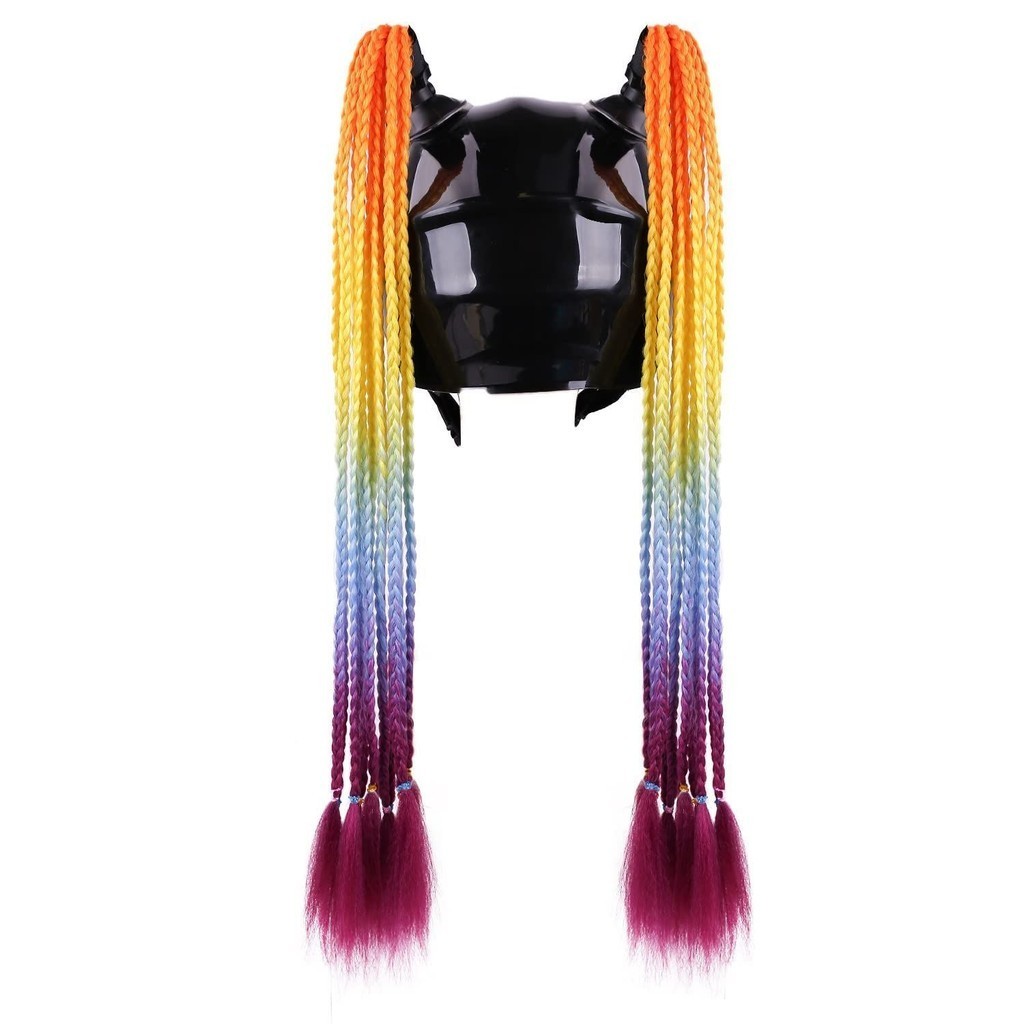 Colorful wig helmet decoration braid ponytail dirty braid motorcycle ...