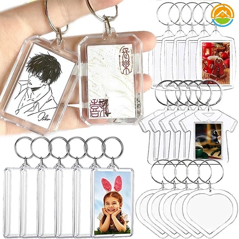 DIY Double Sided Transparent Insert Photo Keychain/Creative Acrylic Key ...