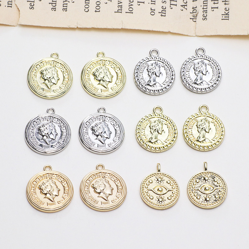 Retro Beauty Avatar Gold Coin European Style All-Match Pendant diy ...