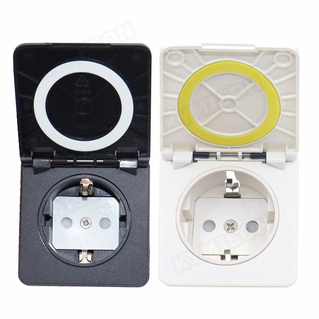 Germany Waterproof Industrial Socket With Cover, 16A 250V AC Power ...