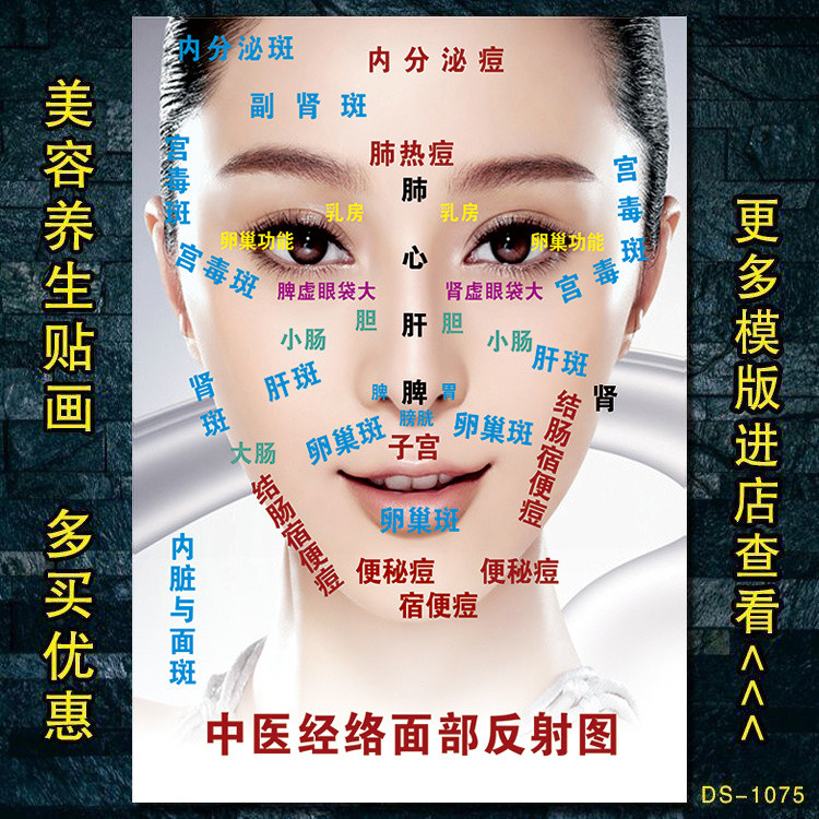 Chinese Medicine Facial Diagnosis Map Health Center Decorative Painting ...