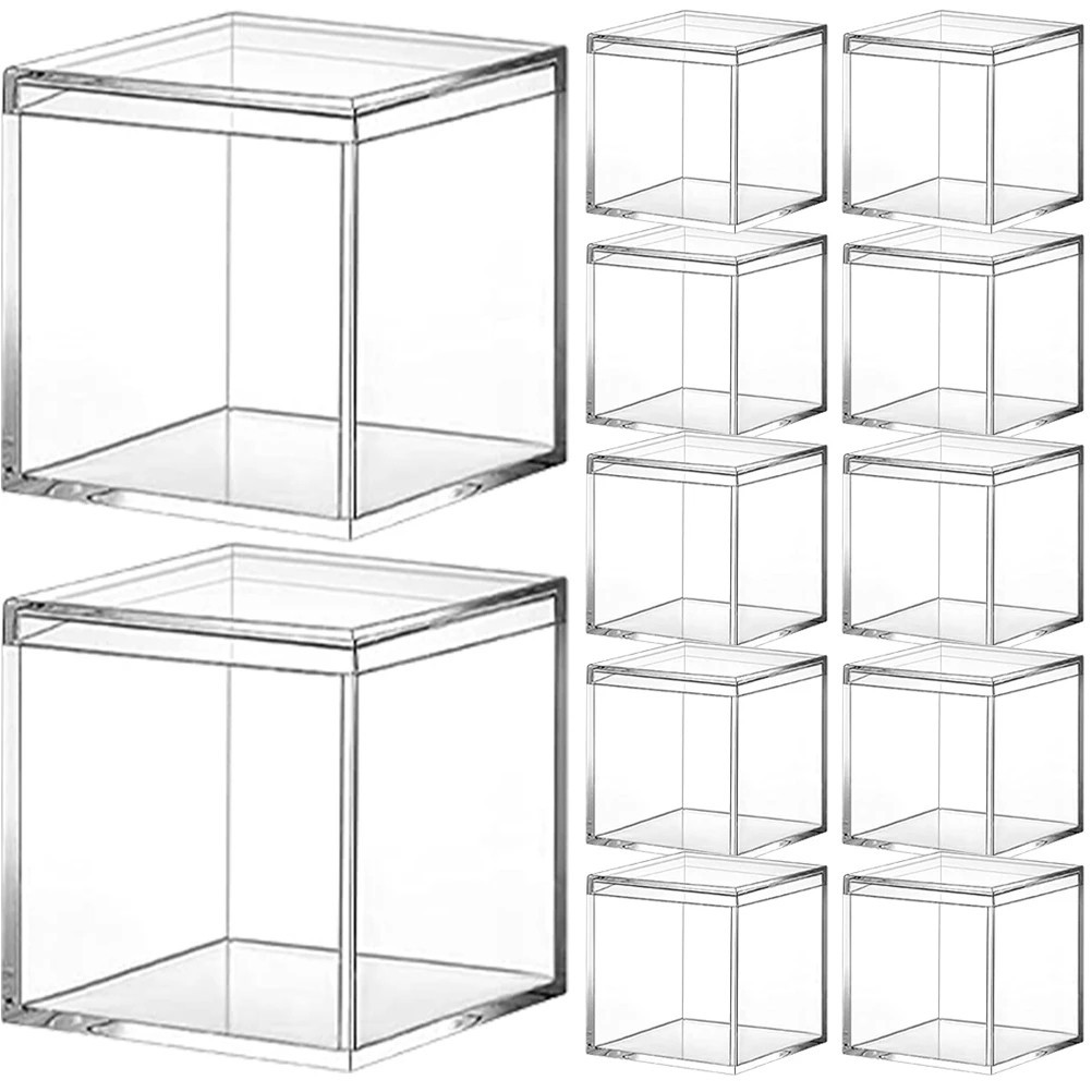 Clear Acrylic Square Box With Lids - Desktop Snacks Candy Organizer ...