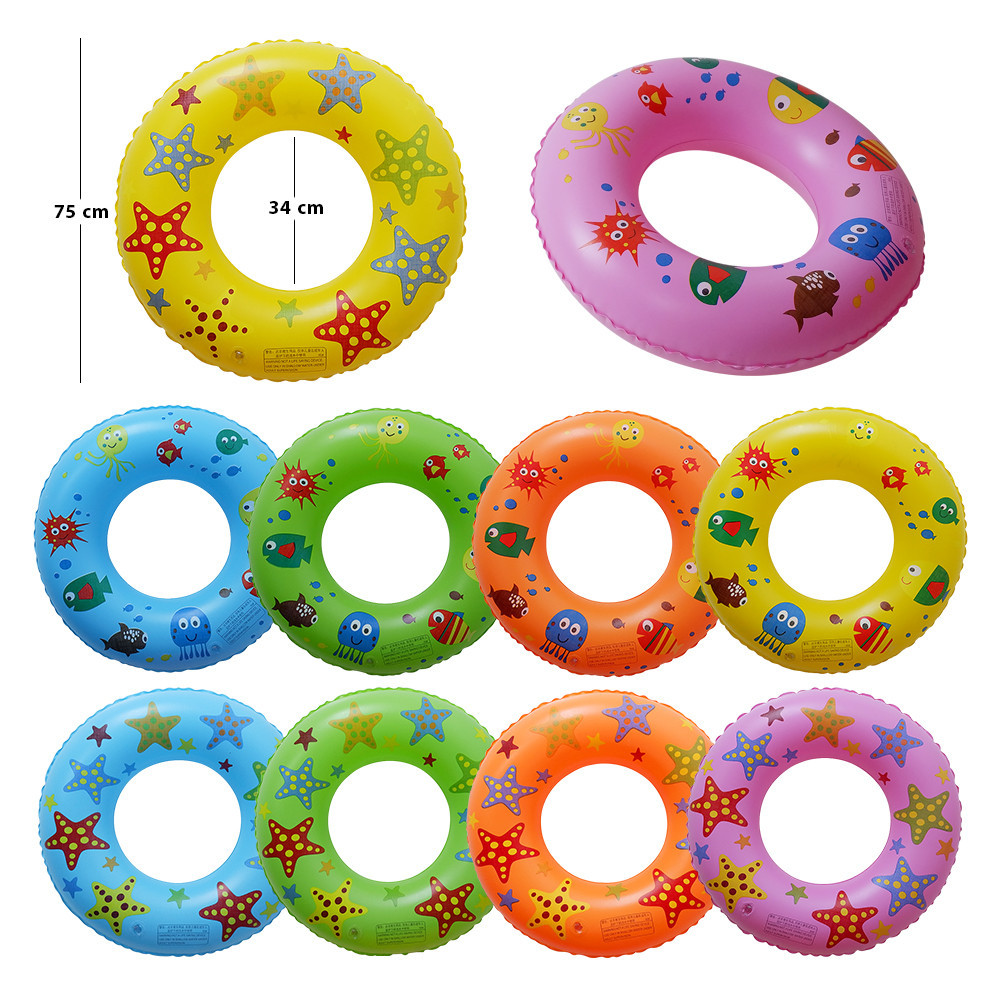 Cute Summertime Sea Creatures Inflatable Swim Ring Floater 20 Inches ...