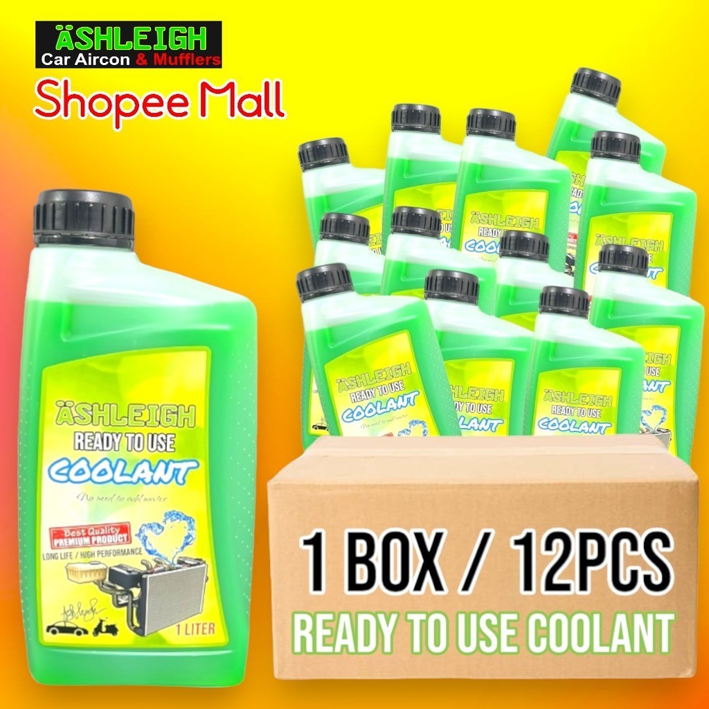 Ashleigh 1Box (12pcs) Coolant Ready to use GREEN 1Liter anti-rust ...
