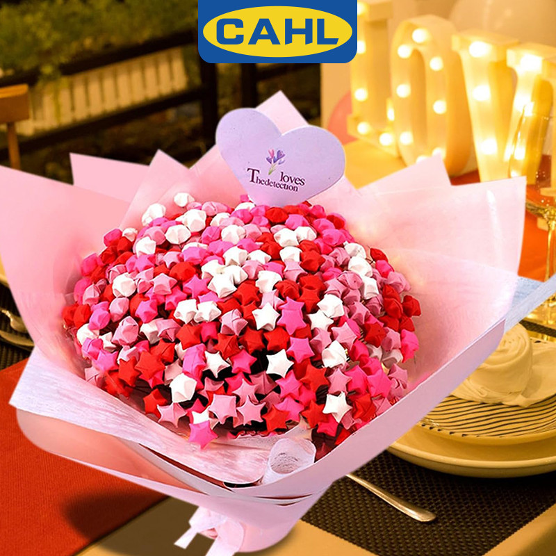 Gradient Pink Origami Stars hand art crafts color lucky star origami ...