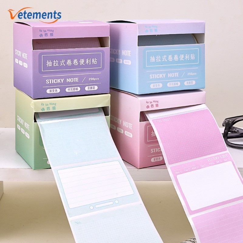 256 Sheets Pull-out Sticky Notes Gradient Color Message Paper Stickers ...