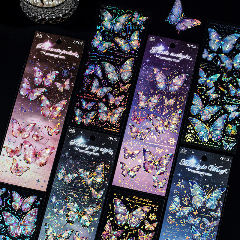 Journamm 2pcs/pack Twinkle Butterfly Stickers PET Materials DIY CUT ...
