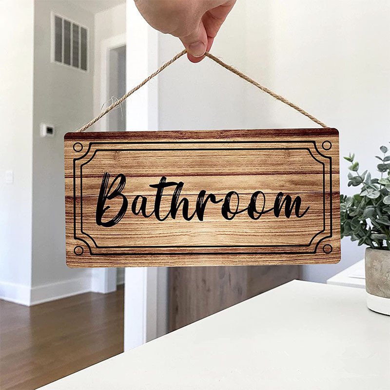 Rustic Wooden Hanging Sign With Rope, Home Wall Pendant, Square Wood ...
