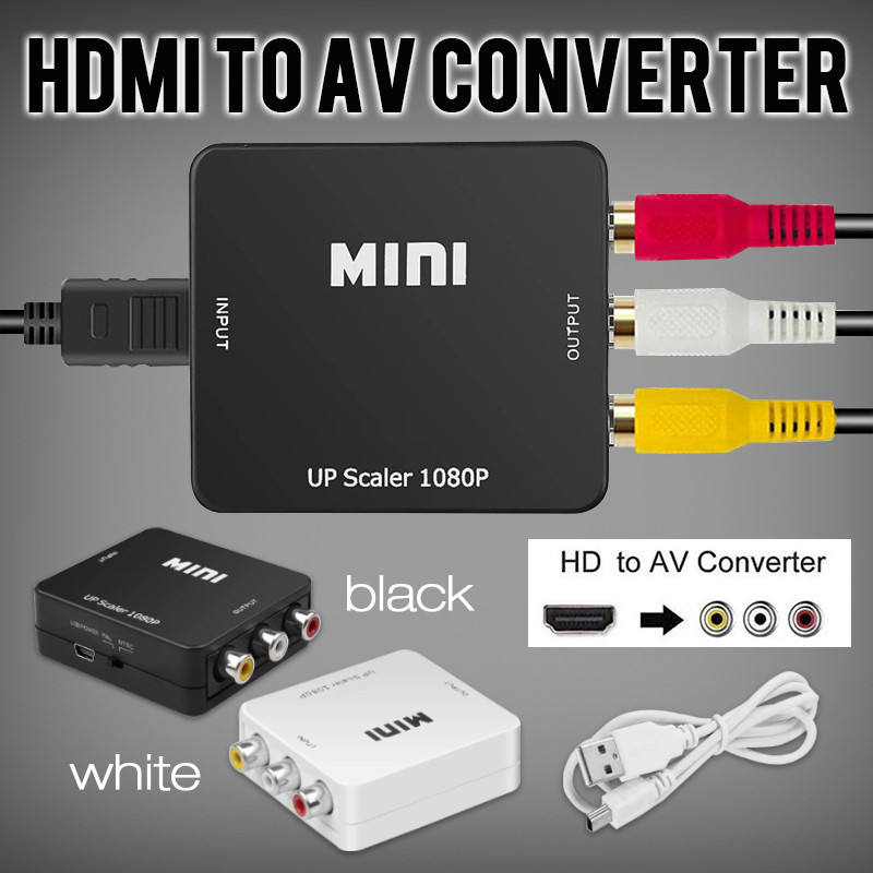 HDMI TO AV (RCA) Converter HD 1080P Mini HDMI2AV Video Converter Scaler ...