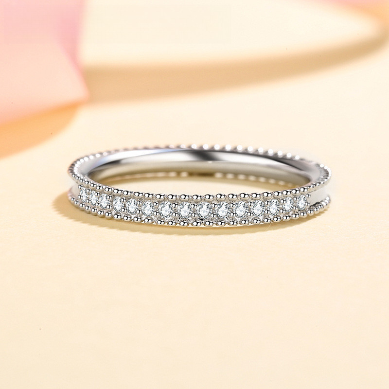 Real Moissanite 1.5mm 0.15ct Effortless Chic Ins Style Symbol Of Promised Ring In S925 Sterling ...