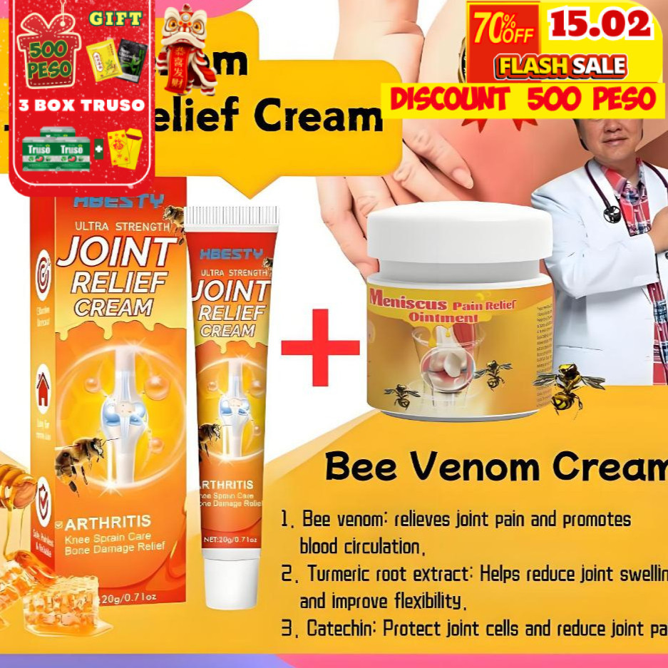 Bee Venom Cream Joint Relief Ointment Pain Relief knee Propolis Cream Muscle Arthritis Gel 20g ...