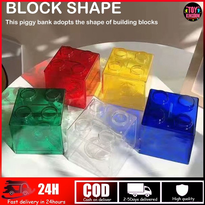 Transparent Alkansya Blocks Shape Coin Box Blocks Shape Coin Box Money ...