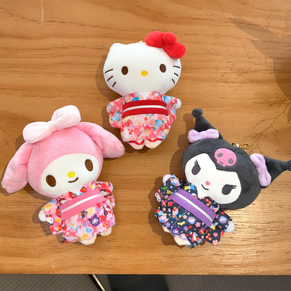 Sanrio Sakura Kimono Series Plush Toys Kuromi Hello Kitty Melody Cute Keychain Stuffed Toy ...