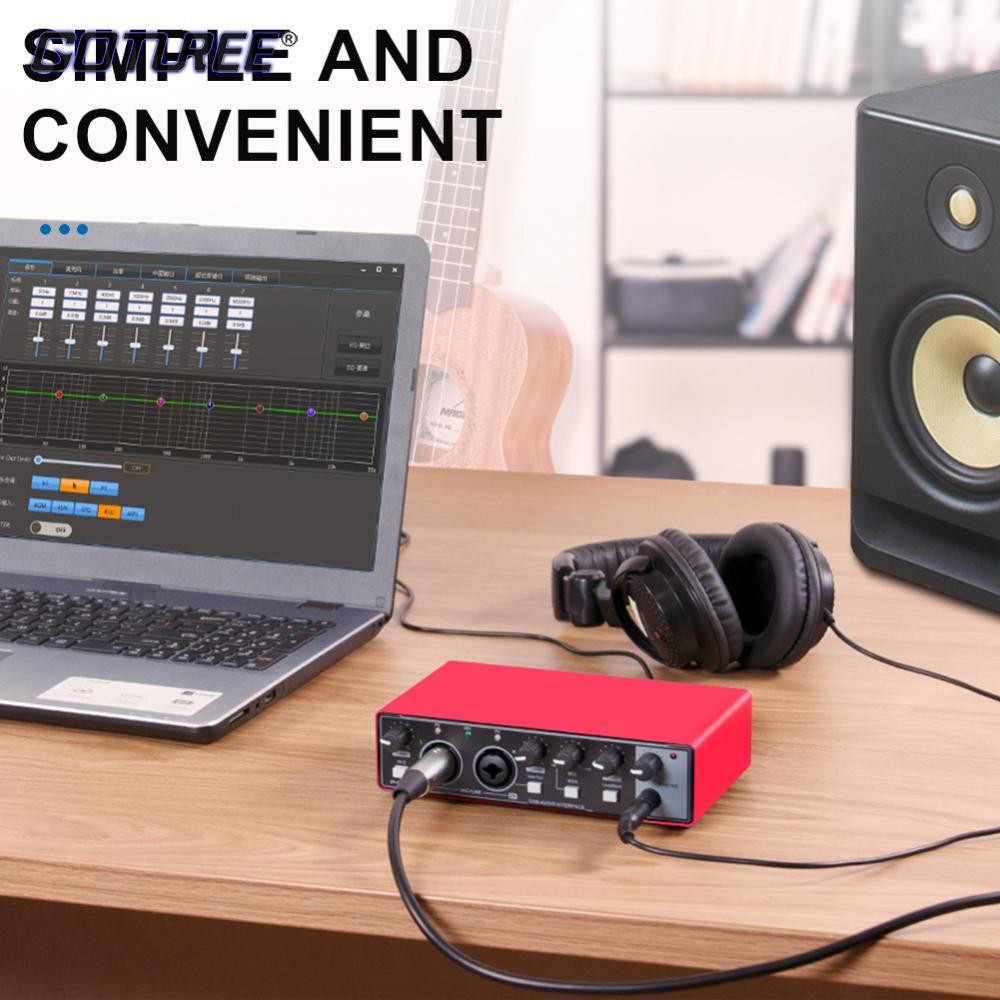 MD22 Portable Professional Sound Card 48V Phantom Power USB Audio Interface with Loopback ...