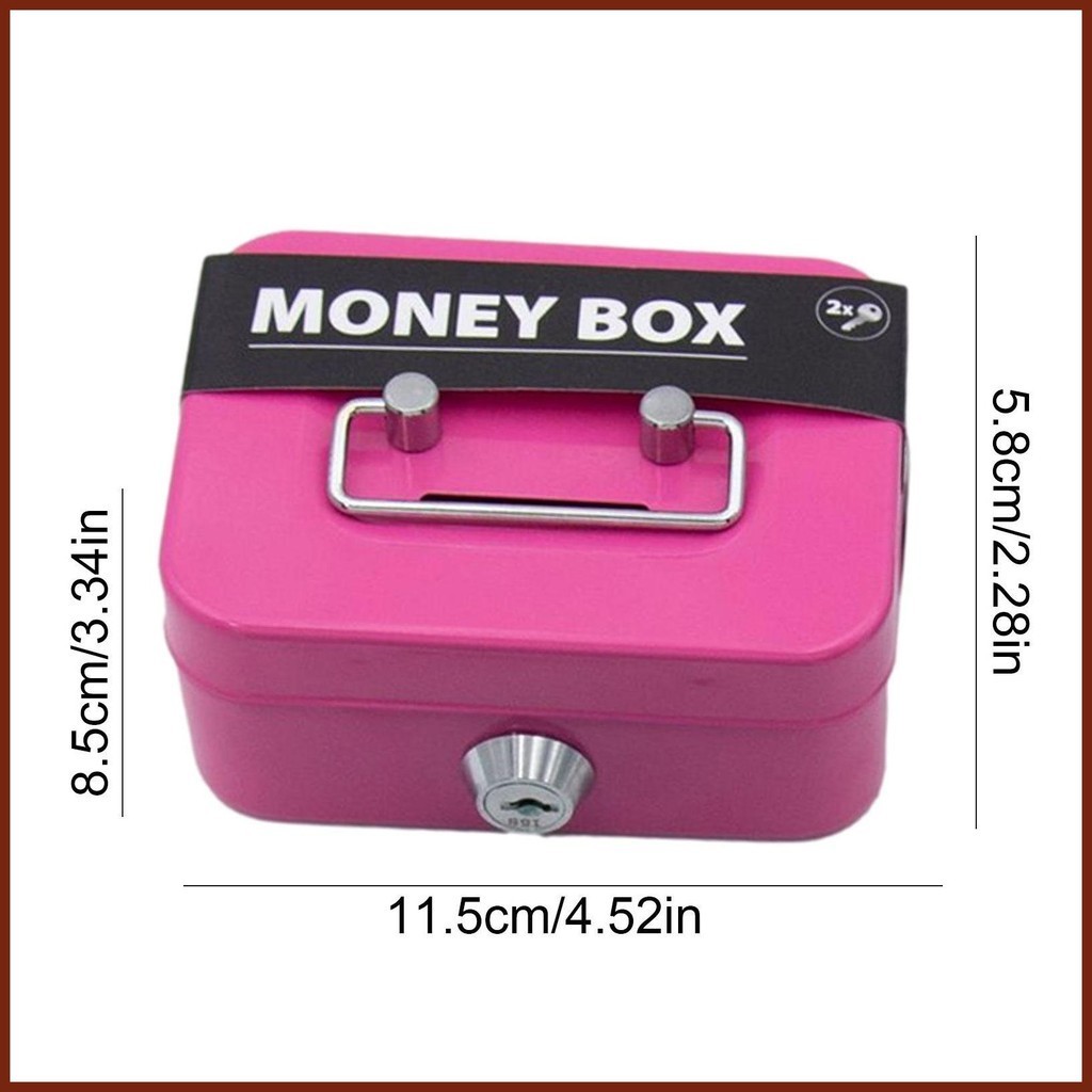 Money Box With Lock Metal Cash Box Mini Safe Lock Box Money Bank Money ...