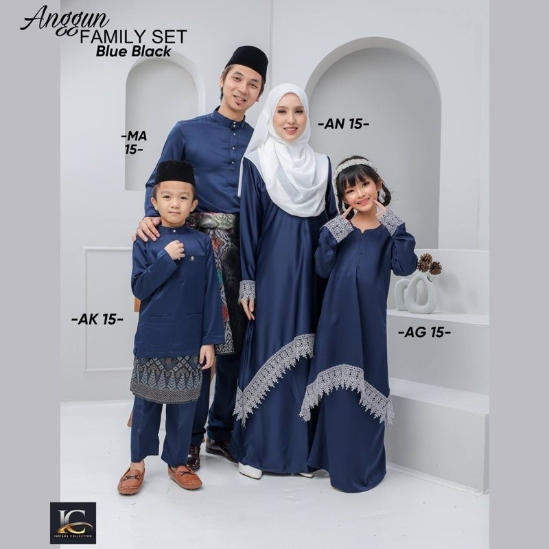 Bpi BAJU RAYA SEDONDON ANGGUN ZEEDAN FAMILY SET GRAY BAJUSAMU CHECAK ...
