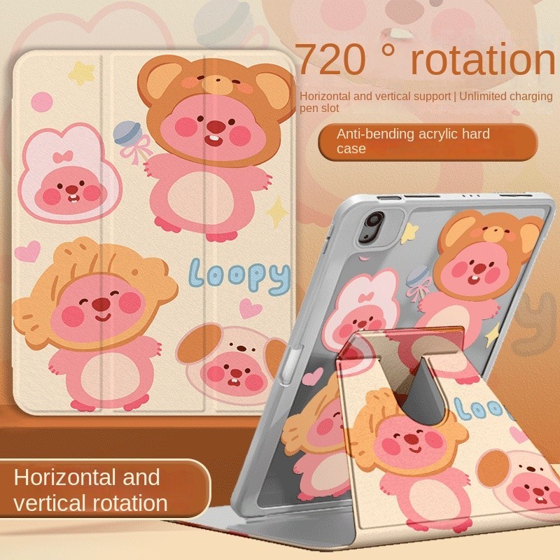 For iPad Air 4 360 Rotating Cartoon Pajamas Little Beaver For iPad 2021 ...