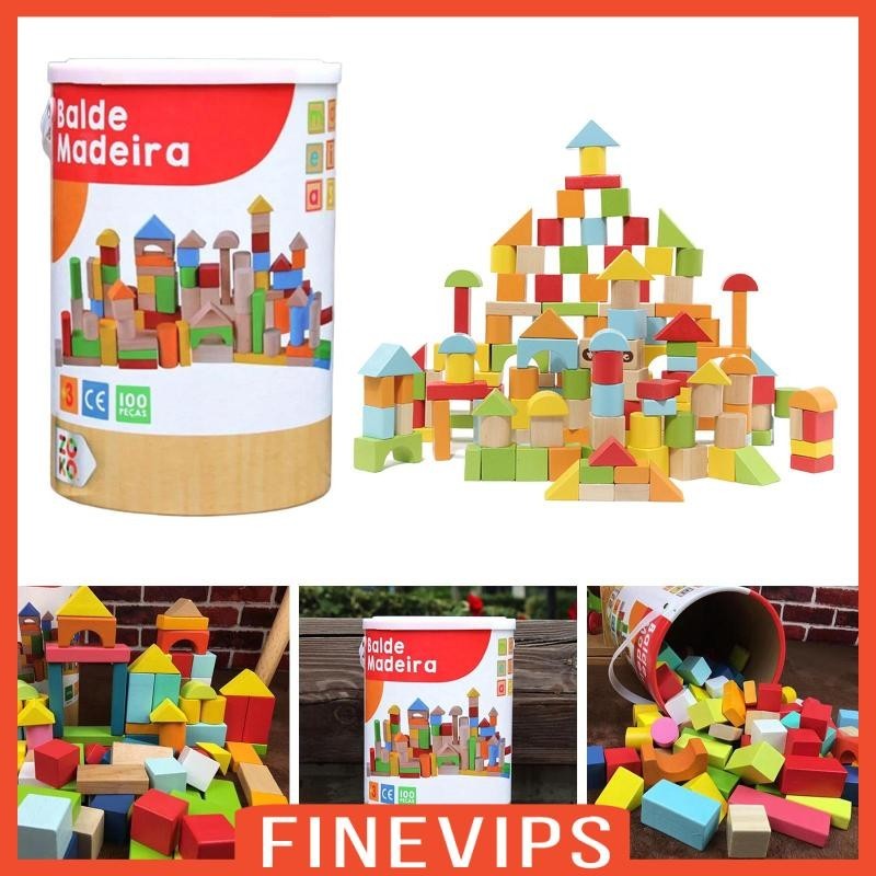 [Finevips] Block Sets Educational Toy with Carrying Bucket in Different ...