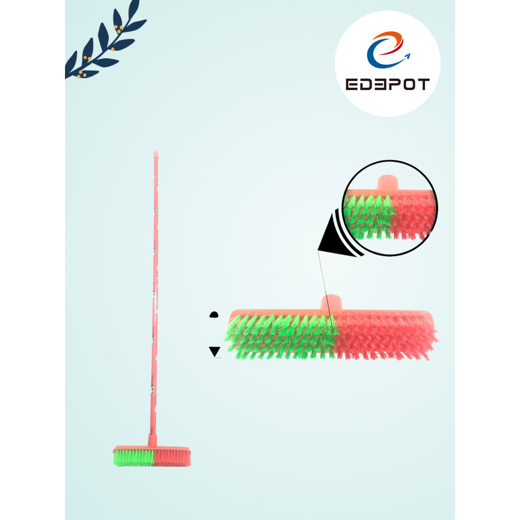 Edepot Plastic Push Brush for Long Handle High Quality Durable- RED ...