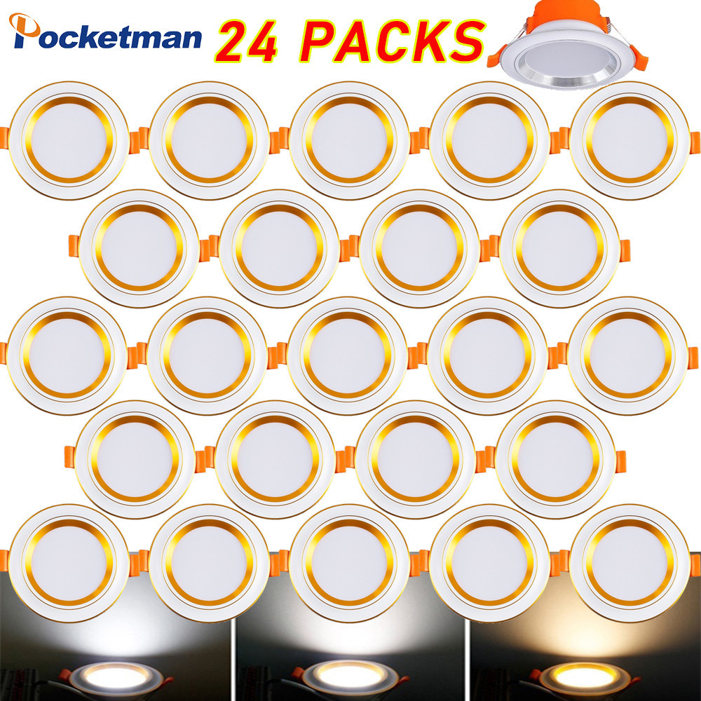 24 Packs LED Downlight 220V 9W Thin Ceilinglight Recessed DownLight 3 ...