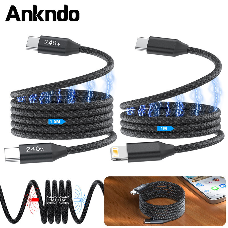 Ankndo PD240W Magnetic Cable USB C to Light/ning 3A Fast Charging ...