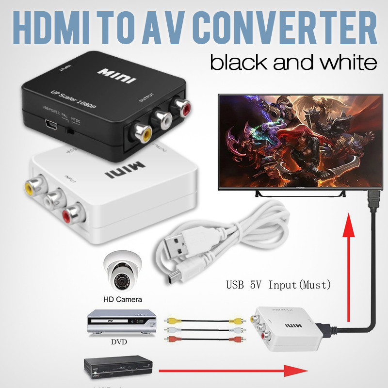 HDMI To AV Converter HDMI To Old TV RCA AV/CVBS Adapter Mini HDMI2AV ...