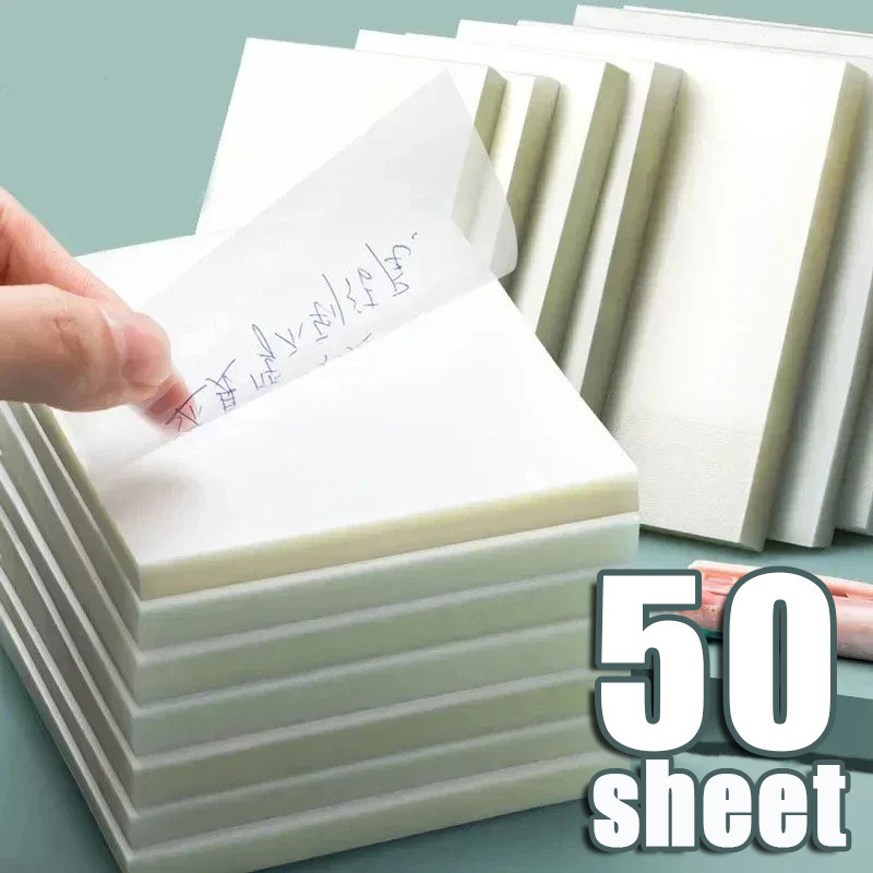 (50 Sheets/ Pack) 3 Sizes Transparent Sticky Note - Waterproof Self ...